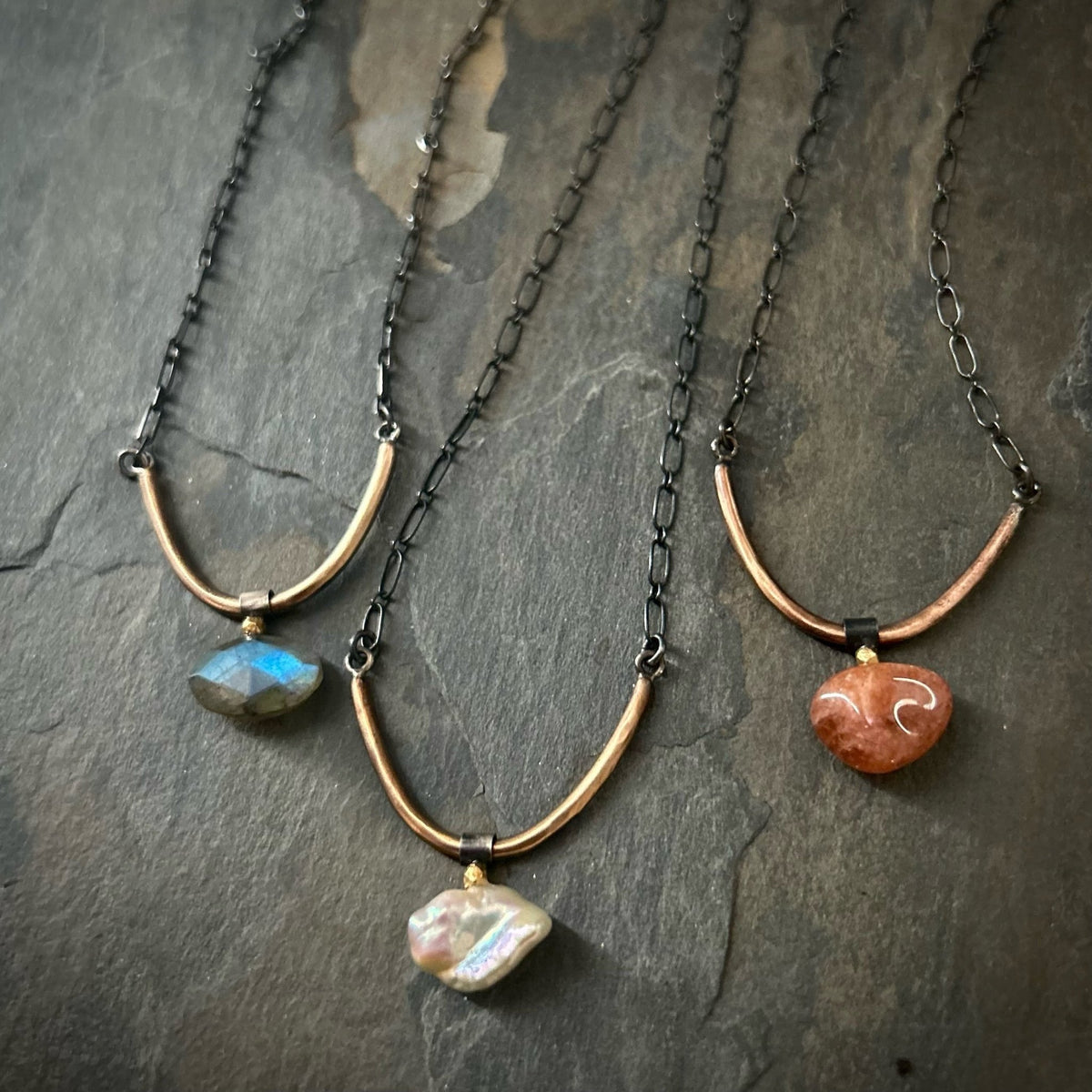 Daymark Necklace - Sunstone | Three Flames Silverworks