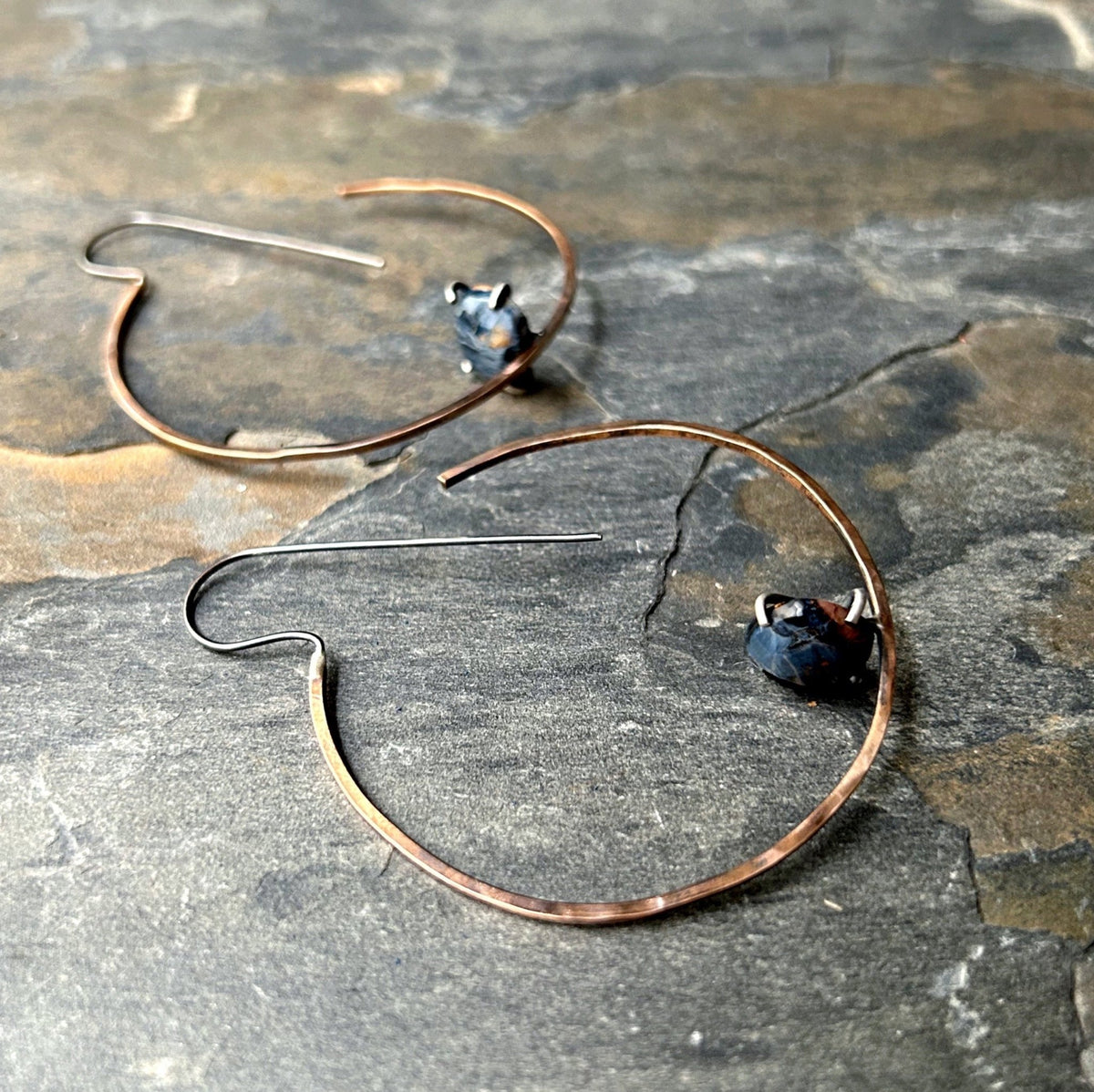 Seeress Hoop with Pietersite | Three Flames Silverworks